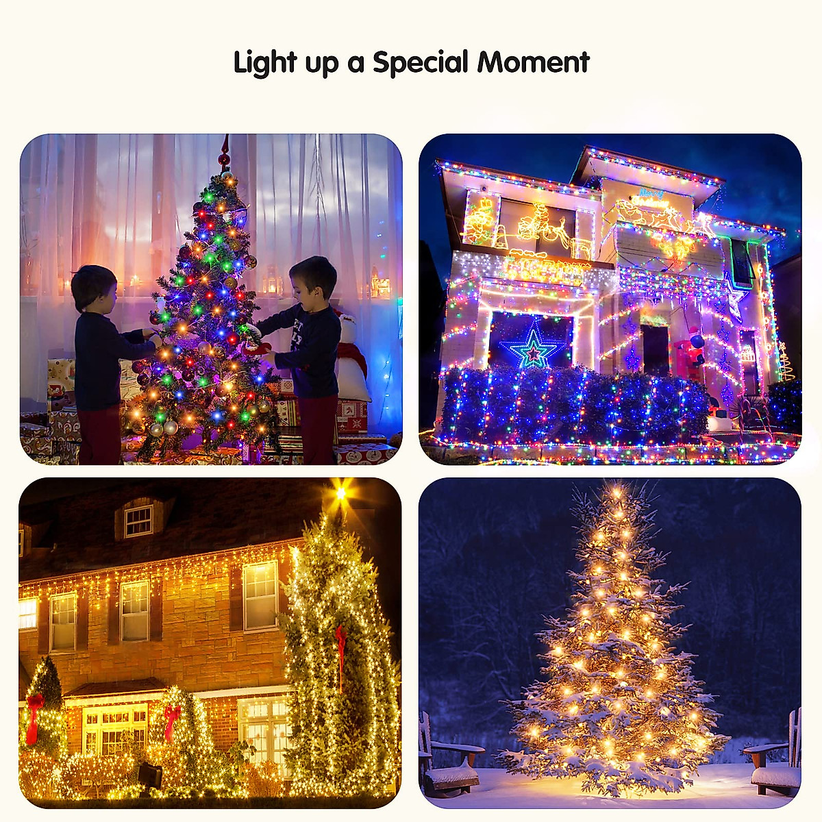 BlcTec Christmas Lights 300 LED 108FT Color Changing Christmas Tree Lights with Warm White & Multicolor, 11 Modes, Waterproof and Connectable Christmas String Lights with Remote for Xmas Decorations