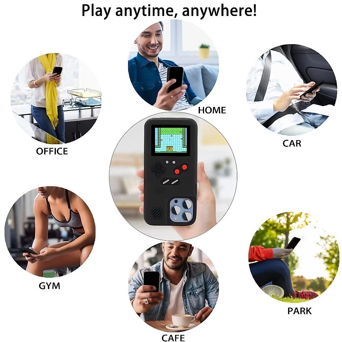 WeLohas Gameboy Case for iPhone 12/12 Pro,Handheld Retro 168 Classic Games,Color Video Display Game Case for iPhone,Anti-Scratch Shockproof Phone Cover for iPhone Red