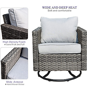 XIZZI Outdoor Furniture Patio Sectional Sofa Swivel Rocking Chairs 8 Piece All Weather PE Rattan Wicker Conversation Sets with Coffee and Side Table for Backyard Deck Garden,Grey
