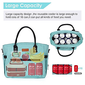 Insulated Lunch Bag for Women Men,Adult Lunch Box for Women with Adjustable Shoulder Strap,Portable Large Lunch Tote Bag for Office Work School Picnic Beach,Reusable Lunch Cooler Bag for Kids