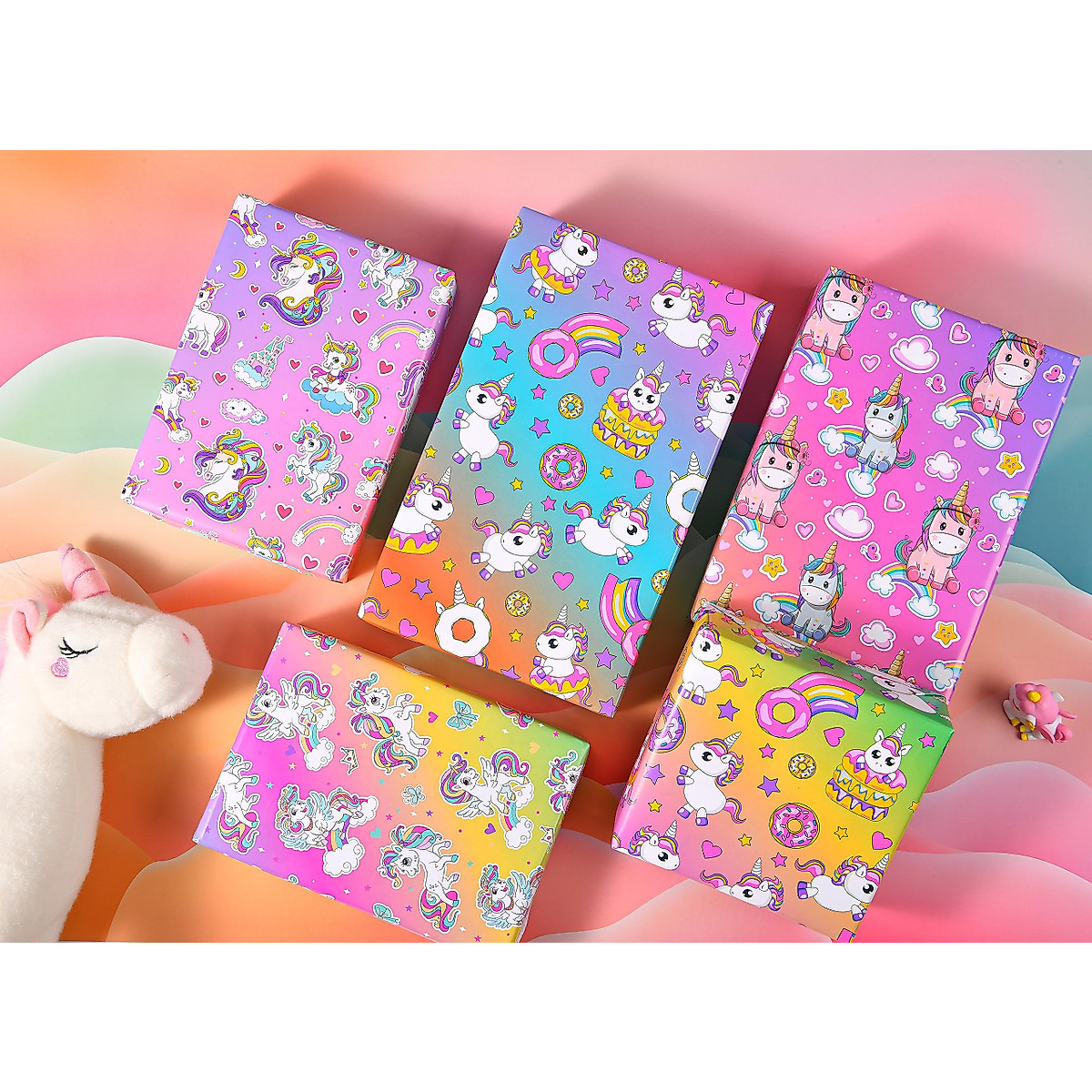Sikiweiter Unicorn Wrapping Paper - Unicorn Wrapping Paper Birthday Girl, 8 Sheets Princess Wrapping Paper, 19.7 x 27.6 Inches Per Sheet