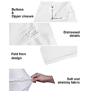 Gboomo Womens Plus Size White Jean Shorts Casual Denim Shorts High Waisted Fold Hem Short Jeans with Pockets 18W