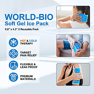 Soft Ice Packs Reusable Gel Pack 2, Hot and Cold Gel Ice Packs for Injuries, Headaches, Joint Pain Relief, Comfort Ice Gel Pack Flexible Therapy on Neck, Ankle, Knee, Leg, Shoulder, Elbow, Wrist, Feet