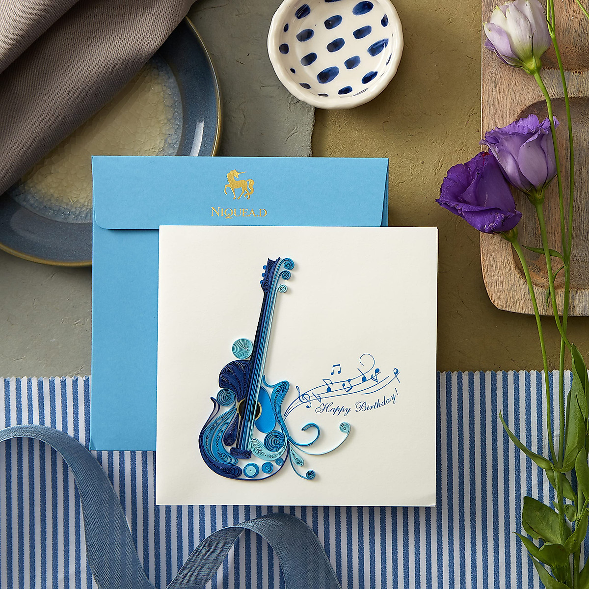NIQUEA.D Happy Birthday Card, Guitar Quilled (NB-0077)