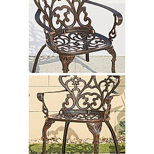 EESHHA Garden Bench 3 Pcs Cast Aluminum Set Garden Furniture Dining Table Chairs Antique Outdoor Seat Patio Seater (D) (C)