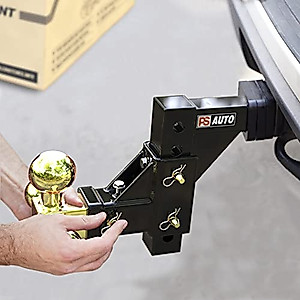 Tri-Ball Adjustable Trailer Hitch – Fits 2-inch Receiver, 5.70-inch Drop, Trailer Hitch, Tri-Ball Hitch, Adjustable, Ball Mount Hitch - 10,000 LBS, 1-7/8, 2 and 2-5/16 inch Balls, Solid Tube Hitch