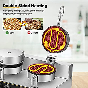 MATHOWAL 2400W Commercial Waffle Maker Double Waffle Irons Electric Nonstick Muffin Machine Suitable for Home，Snack Bar and Restaurant |US Warehouse