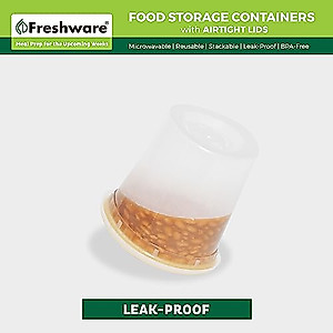 Freshware Food Storage Containers [240 Set] 24 oz Plastic Deli Containers with Lids, Slime, Soup, Meal Prep Containers | BPA Free | Stackable | Leakproof | Microwave/Dishwasher/Freezer Safe