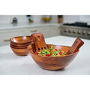 Lipper International Cherry Finished Salad Hands, 3.75" x 6.75" x 1.88", One Pair