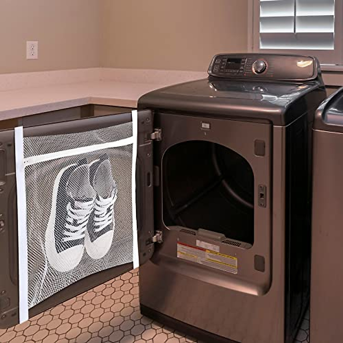 Honeycomb Shoe Dryer Bag with Zipper, White Dryer Door Shoe Net Laundry Bags Mesh Wash Bags Shoe Bag for Washing Machine Sneaker Clothing 13.8 x 15.8 Inch(3 Pieces)