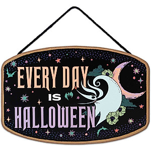 Disney The Nightmare Before Christmas Every Day is Halloween Hanging Wood Wall Decor - Fun Zero Sign for Home Decorating