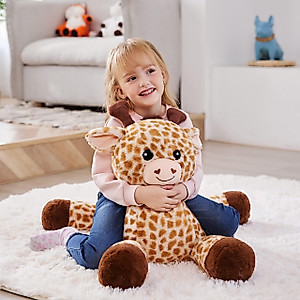IKASA Large Giraffe Stuffed Animal Plush Toys,Soft Toy 30" Giant Cute Huge Big Size Jumbo Kawaii Fluffy Plushy Fat Oversized Plushie,Gifts for Kids