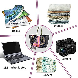 IBEE Large Neoprene Tote Bag for Women Big Womens Beach Tote Bag Foldable Pool Tote Bag Shoulder Bag for Travel Vocation