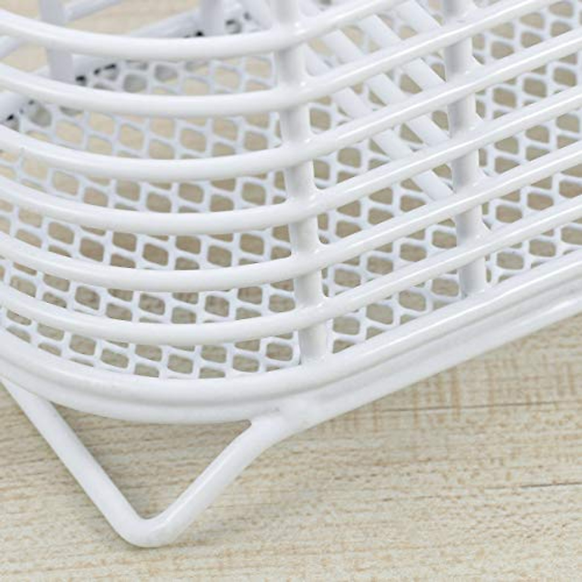 YARNOW Utensil Drying Rack Metal Hanging 2 Compartments Drainer Basket Flatware Storage Drainer Kitchen Organizer White
