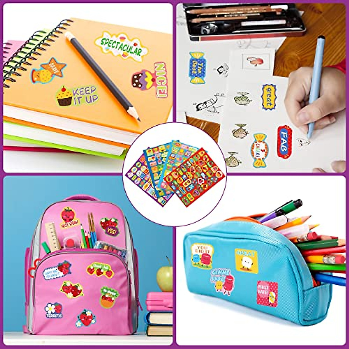 750 PCS Scented Motivational Stickers Scratch Sweet Scent Stickers Sniff Fruit Food Reward Stickers for School Classroom Supplies Teachers Student Awards Incentives (Dessert Scents, Classic Style)