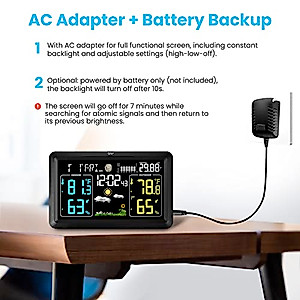 Weather Stations Wireless Indoor Outdoor Thermometer with Atomic Clock, Temperature and Humidity Weather Forecast Barometer with Sensor