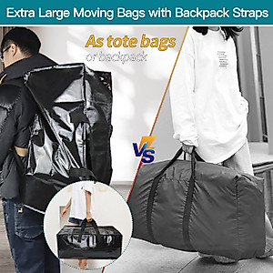 8 Pack Heavy Duty Moving Bags Extra Large Storage Bags with Backpack Straps, Moving Bags Totes Stronger Handles Moving Supplies