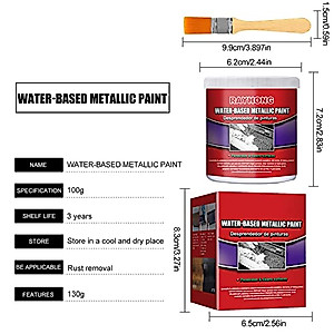 Luckynu Rust Remover, 2Pcs Rust Converter Water Based Metallic Paint, 200g Rust Inhibitor for Metal with Brush, Rust Stopper for Stopping Rust and Preventing from Spreading