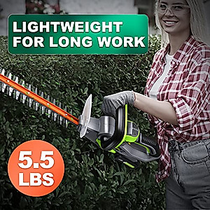 MYTOL 24-Inch Electric Hedge Trimmer Cordless, 2600SPM 20V Dual-Action Fast Cutting Bush Trimmer, 11/16” (0.7 in) Cutting Capacity, 2.0Ah Battery & 60W Fast Charger Hedge Clippers