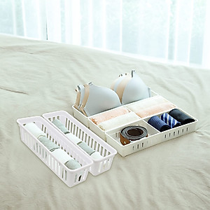 FEOOWV Classroom Pencil or Rubber Organizer Basket Trays, Office Supply Baskets Organization Trays for Home School Classroom Office 12 Pack (White)