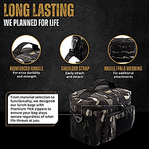 HighSpeedDaddy Medium Tactical Lunch Box for Men (9 L) Insulated & Water-Resistant Men's Lunch Bag for Work - Fits 3 Meal Containers (10”x7.5”x6.5”)