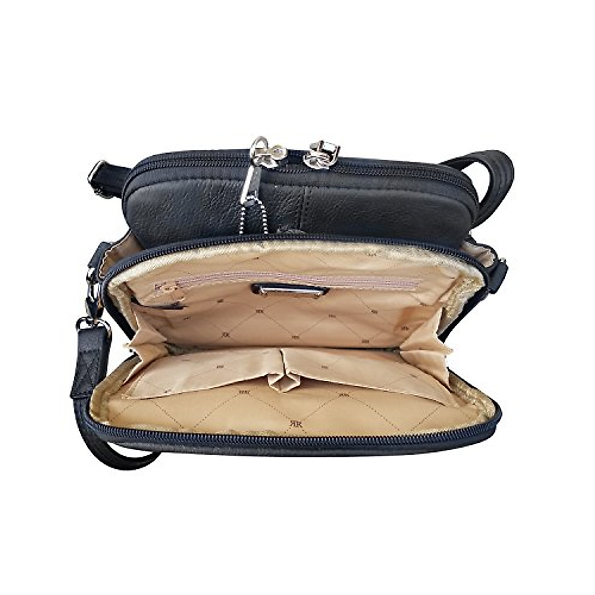 Roma Leathers Square Leather Cross body Bag Men & Women Conceal Carry Gun Purse (Black)