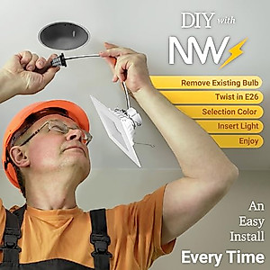 NUWATT 4 Pack, 5/6 Inch Retrofit LED Square Recessed Lighting, 5CCT 2700K/3000K/3500K/4000K/5000K Selectable, 1100 Lumens 14W, Dimmable 5/6" Square Downlight, 6in Square Can Light, Wet Rated, ETL, T24