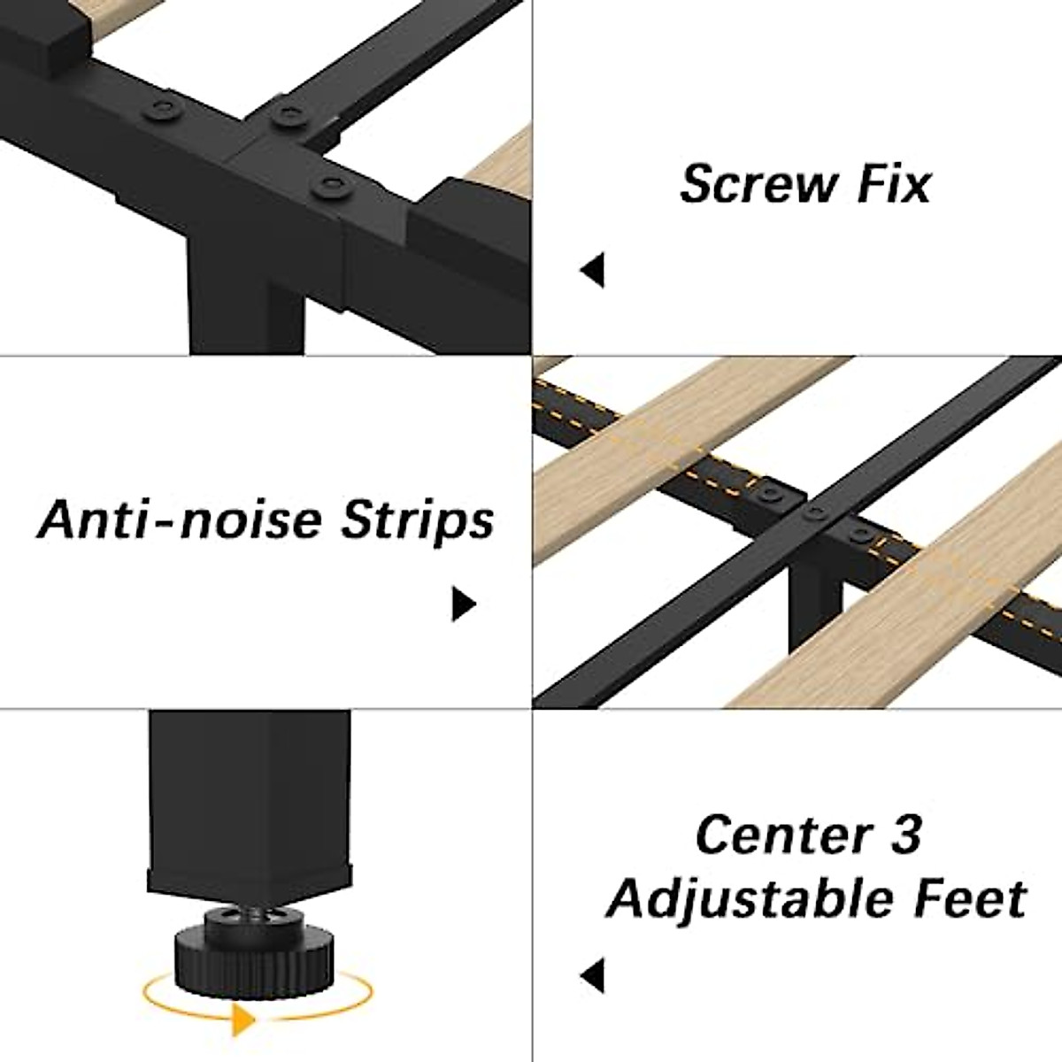 Dnxao Queen LED Bed Frame with USB Charging Station, Upholstered Platform Queen Size Bed Frame with LED Lights Headboard Footboard, Heavy Duty Metal Slats, No Box Spring Needed, Dark Grey