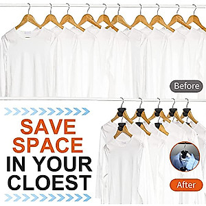 Multi-Function Clothes Hanger Connecting Hook Hanging Clothes New Connector Hook Super Space Saving Advanced Clothes Hanger Hook Triple Wardrobe Space, Easy to use, Black (12PCS)