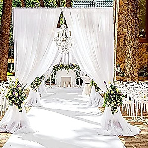 PartyDelight 9.8FT X 10FT White Chiffon Sheer Backdrop Curtain Drapes, Wedding Arch Drapes, for Wedding, Birthday, Party, Banquet and Home Decorations.