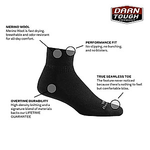 Darn Tough Tactical Quarter Light Socks (T4093) Unisex – (Black, Medium)