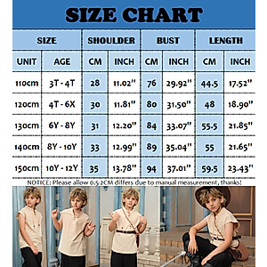 Boys Renaissance Pirate Sleeveless T Shirts Costume Kids Viking Medieval Lace Up Scottish Halloween Cosplay Tank Tops