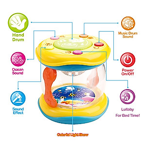Portable First Drum Musical Instrument - Educational Toy for Children Learning and Entertainment. Small Size and Soft Sounding
