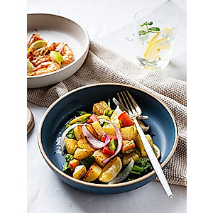 MDZF SWEET HOME 8-Inch Deep Porcelain Dinner Dishes Set, Pasta Bowls, Matte Glaze Serving Dishes Salad Dessert Bowls - 25 Oz - Set of 4