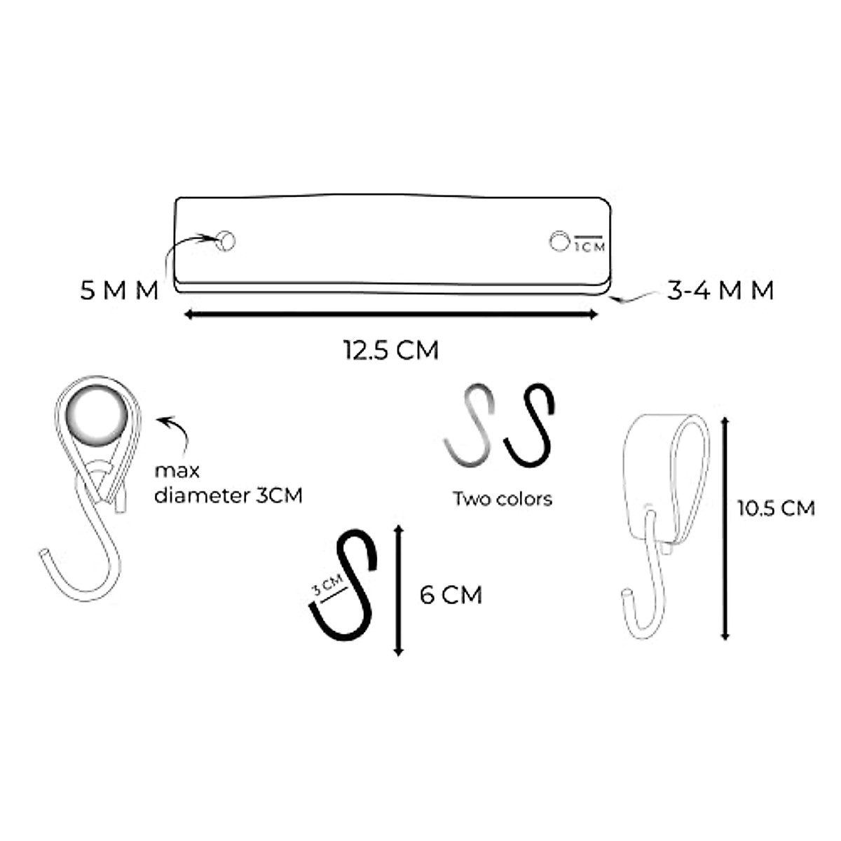 Brute Strength - Multifunctional Leather S-Hooks - Taupe - 6 Pieces - S Shaped Hooks - Coat Hook - Leather Hooks - Leather s Hooks - Black s Hooks - Kitchen Hooks