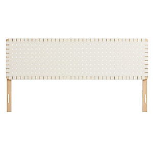 Modway Sparta Vegan Leather Weave King Headboard in Natural Beige Faux Leather King Headboard Only, Height Adjustable Headboard, Freestanding Headboard for Primary Bedroom or Guest Room