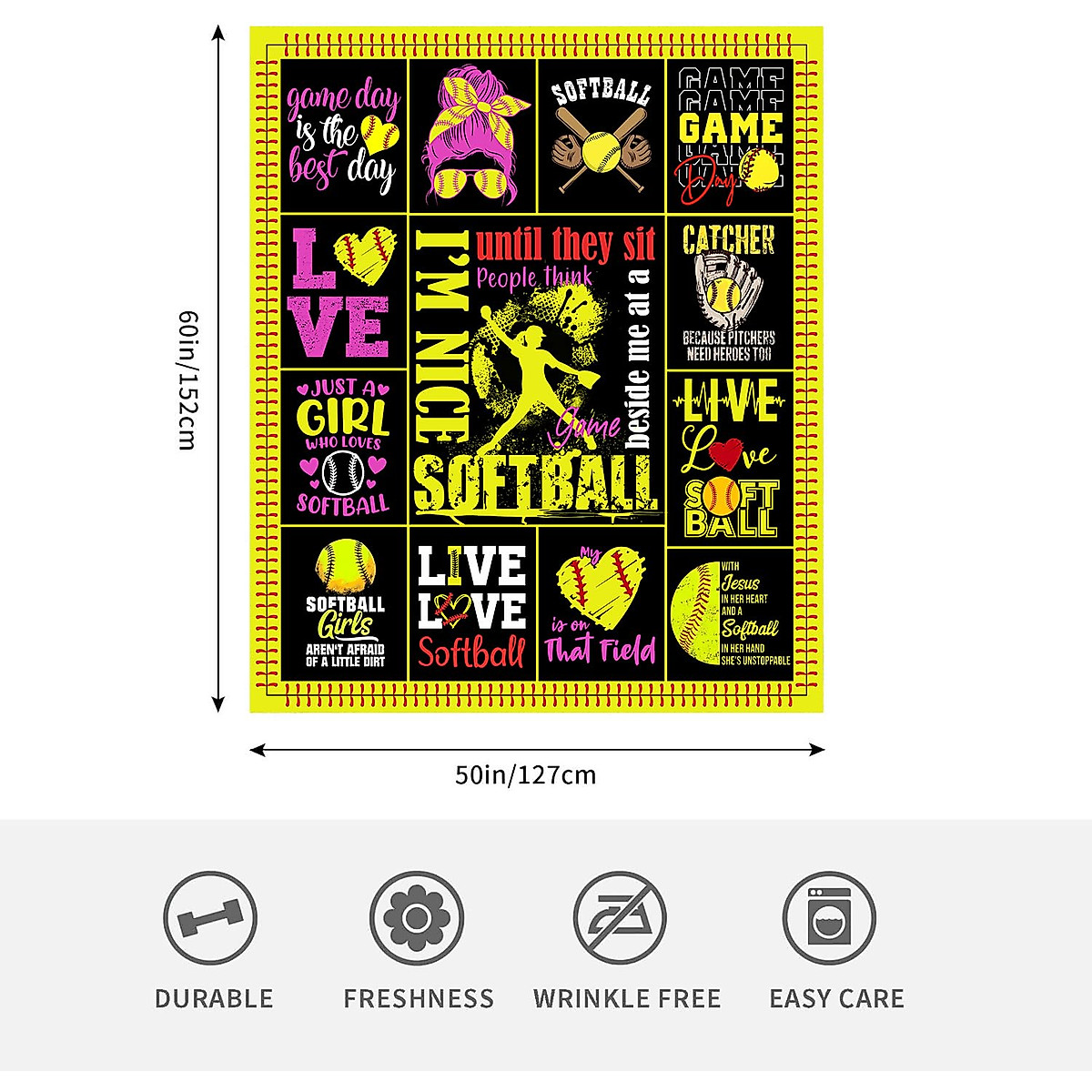 Raweeroner Softball Gifts,Softball Blanket,Gifts for Softball Players,Softball Blanket Gifts for Girls,Softball Room Decor,Softball Decor for Girls Bedroom