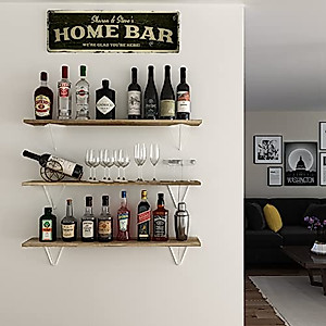 Wallniture Colmar 36"x6" Wood Floating Bookshelves for Wall Storage, Long Wall Shelves for Living Room, Bathroom, Kitchen Pantry, Bedroom, Burned Finish Wall Shelf Set of 3