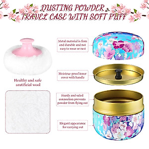 Chengu 2 Sets Body Powder Puff and Container, 2 Soft Puffs 2 Spoon and 2 Dusting Loose Powder Container for Baby Women Home and Travel Use