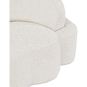 Meridian Furniture 108Cream-L Principessa Collection Modern | Contemporary Loveseat with Rich Cream Boucle Fabric, Curved Seat and Back, 68" W x 35" D x 29" H, Cream