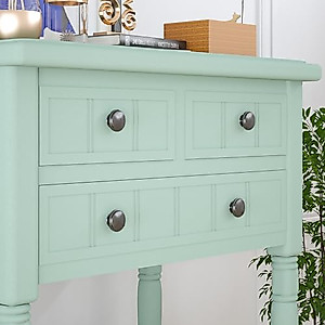 Venera Console Tables for Entryway - Solid Wood Antique Blue 26” Narrow Console Table for Entryway - Console Table with Storage & Three Drawers - Environmental-Friendly Entrance Tables for Front Door