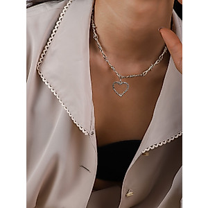 Sacina Gothic Barbed Wire Heart Necklace, Zinc Alloy Heart Pendant, Goth Jewelry Gift for Women