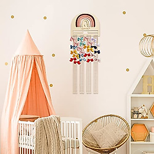 Rainbow Hair Bows Holder Girl Clip Bow Organizer Baby Hair Accessories Storage Headband Hanger for Baby Girls Room Wall Hanging Decor