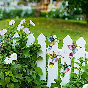 Cruis Cuka Metal Wall Art Garden Decor Mini Cute Hummingbird Wall Sculpture Fence Decorations for Outside 5.3 * 4.7" - Set of 4