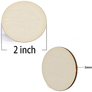 100 Pieces 2 Inch Unfinished Wooden Circles Blank Round Wood Slices for Painting Writing Carving Letter Scrabble DIY