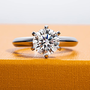 AimiIee Moissanite Ring, 2CT Six Prong Solitaire Moissanite Engagement Ring, Thickened Gold Plated 925 Sterling Silver Promise Wedding Rings for Women with Certificate(5.5)