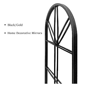 ZMYCZ Floor Full Length Mirror, Black Arched-Top, Large Window Pane Mirror, Wall Mounted Mirror, 65"x22" Standing Mirror Hanging or Leaning, Body Mirrors for Bedroom, No Stand