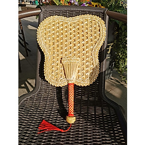Kailinst Hand Woven Fan,Folding Hand Fan,Wheat Straw Hand Fan,Manual Fan,Hand Fans Women Foldable,Suitable for Summer,Barbecue,Decoration(7.2"Petal Fan)