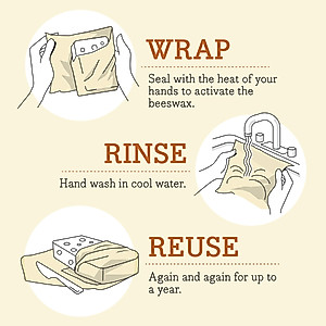 Bee's Wrap - Medium 3 Pack - Made in The USA with Certified Organic Cotton - Plastic and Silicone Free - Reusable Eco-Friendly Beeswax Food Wraps - Medium (10" x 11")