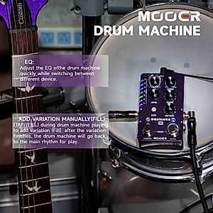MOOER Drum Machine Guitar Pedal with 121 Drum Grooves 11 Music Styles 7 Rhythm Slots Fill Function Tap Tempo Knob for Electric Guitar Bass (X2)